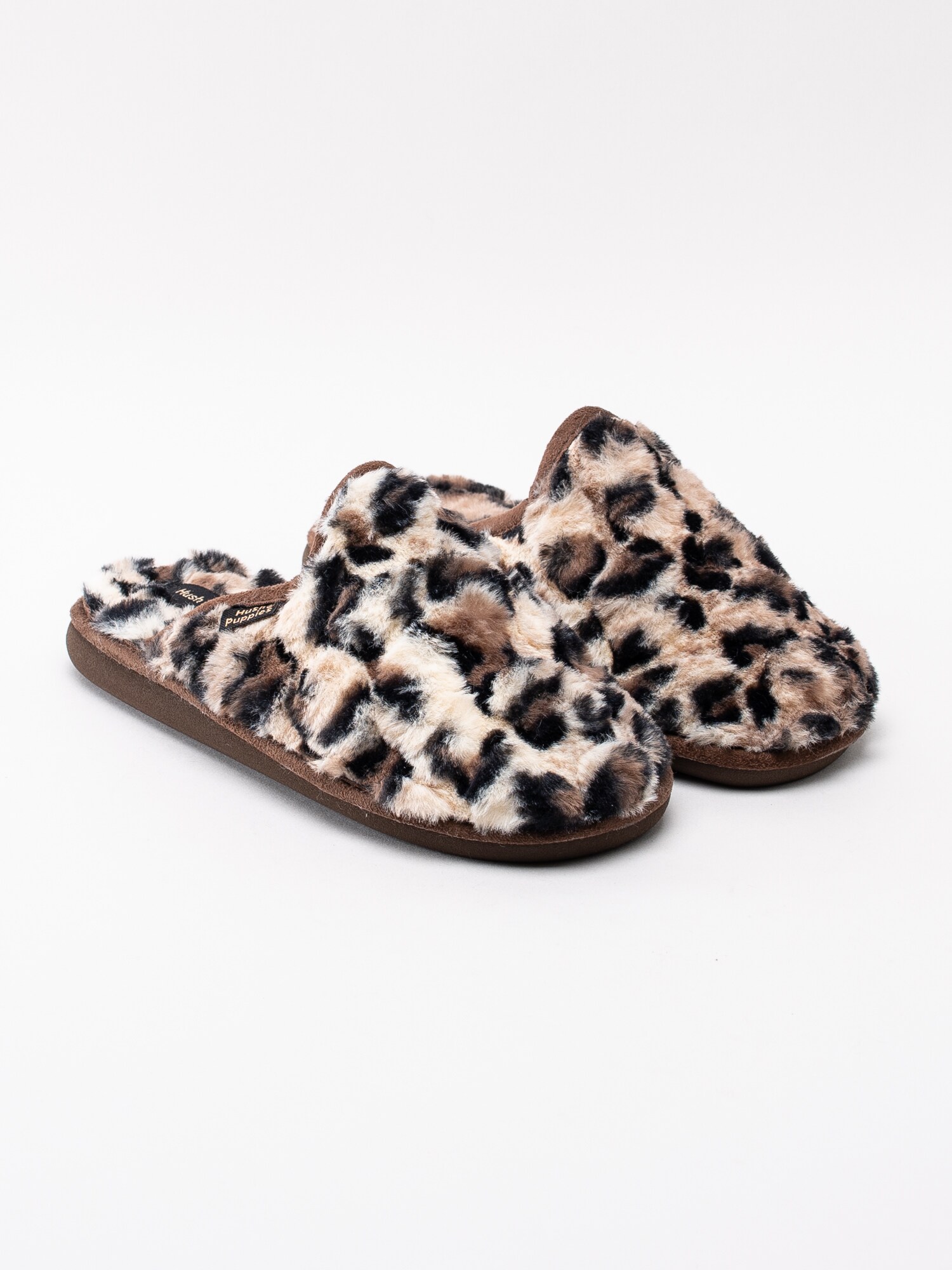 Köp Hush Puppies - 4906 - Mysiga leopard-mönstrade tofflor i fuskpäls ...