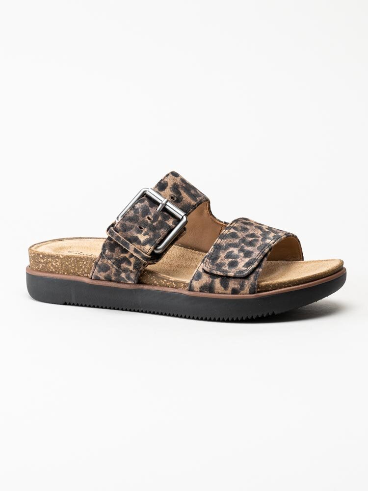 Köp Clarks - Elayne Ease - Bruna leopardmönstrade slip in sandaler ...